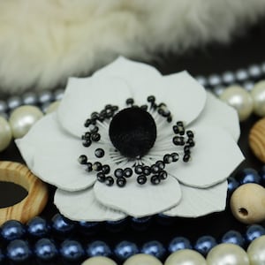 Leather Flower Anemone Brooch Genuine Leather Flower Brooch - Etsy