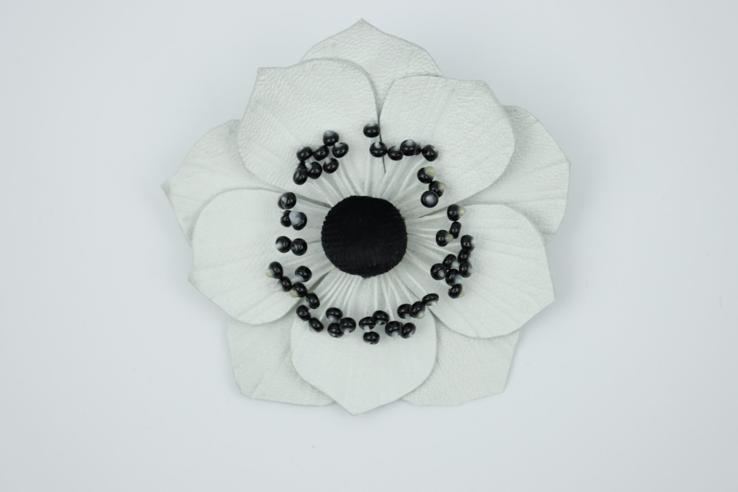 Leather Flower Anemone Brooch Genuine Leather Flower Brooch - Etsy
