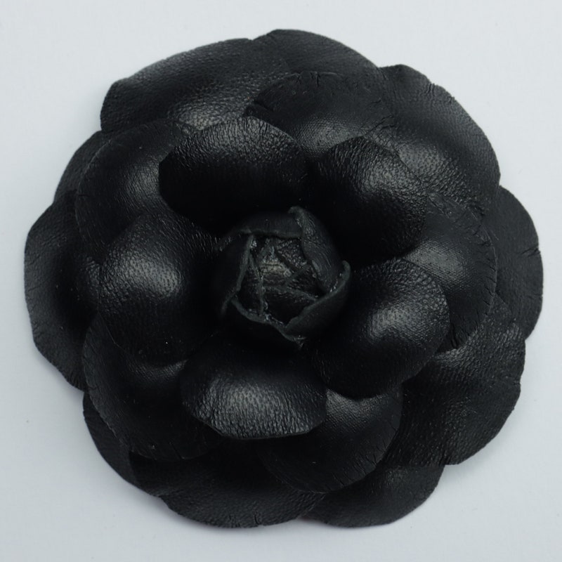 Black Leather Flower - Etsy