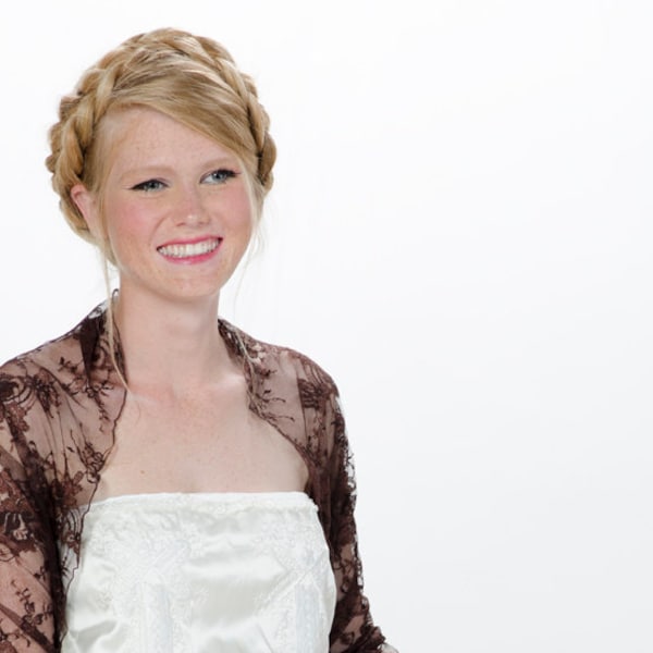 Pink Lace Wedding Bolero, Loop Versatile Shawl, Rose Lace Shawl, Shrug ...