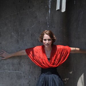 Red Lace Shawl. Bright Red Loop Shawl Red Versatile Top - Etsy