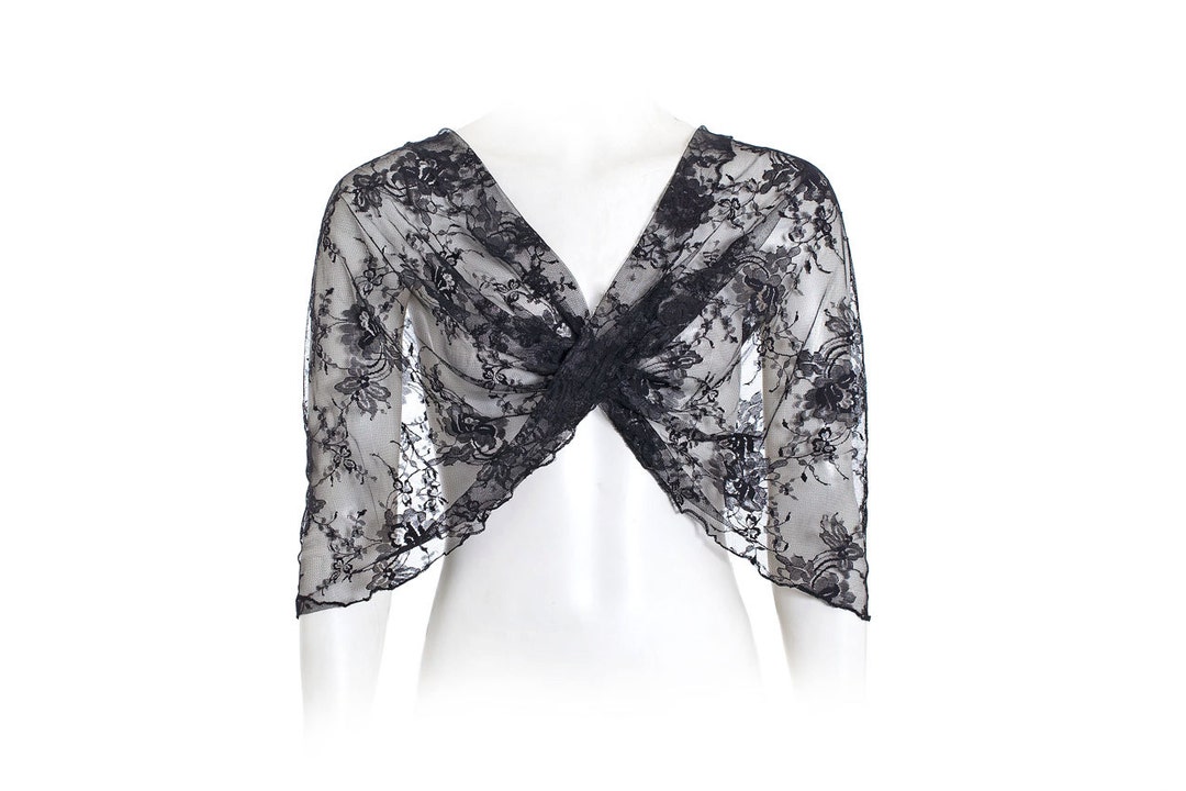 Black Lace Shawl. Versatile Loop Wrap- Shrug, Shawl, Twisted Shawl and ...