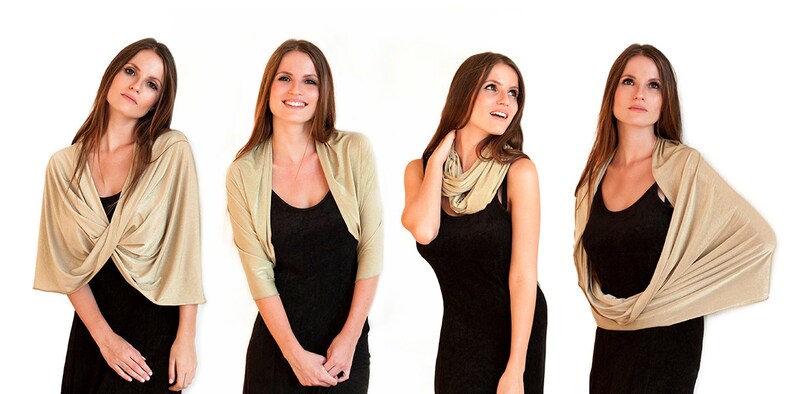 Gold Shimmering Shawl, Versatile Loop Shawl Shrug, Shawl, Crisscross ...