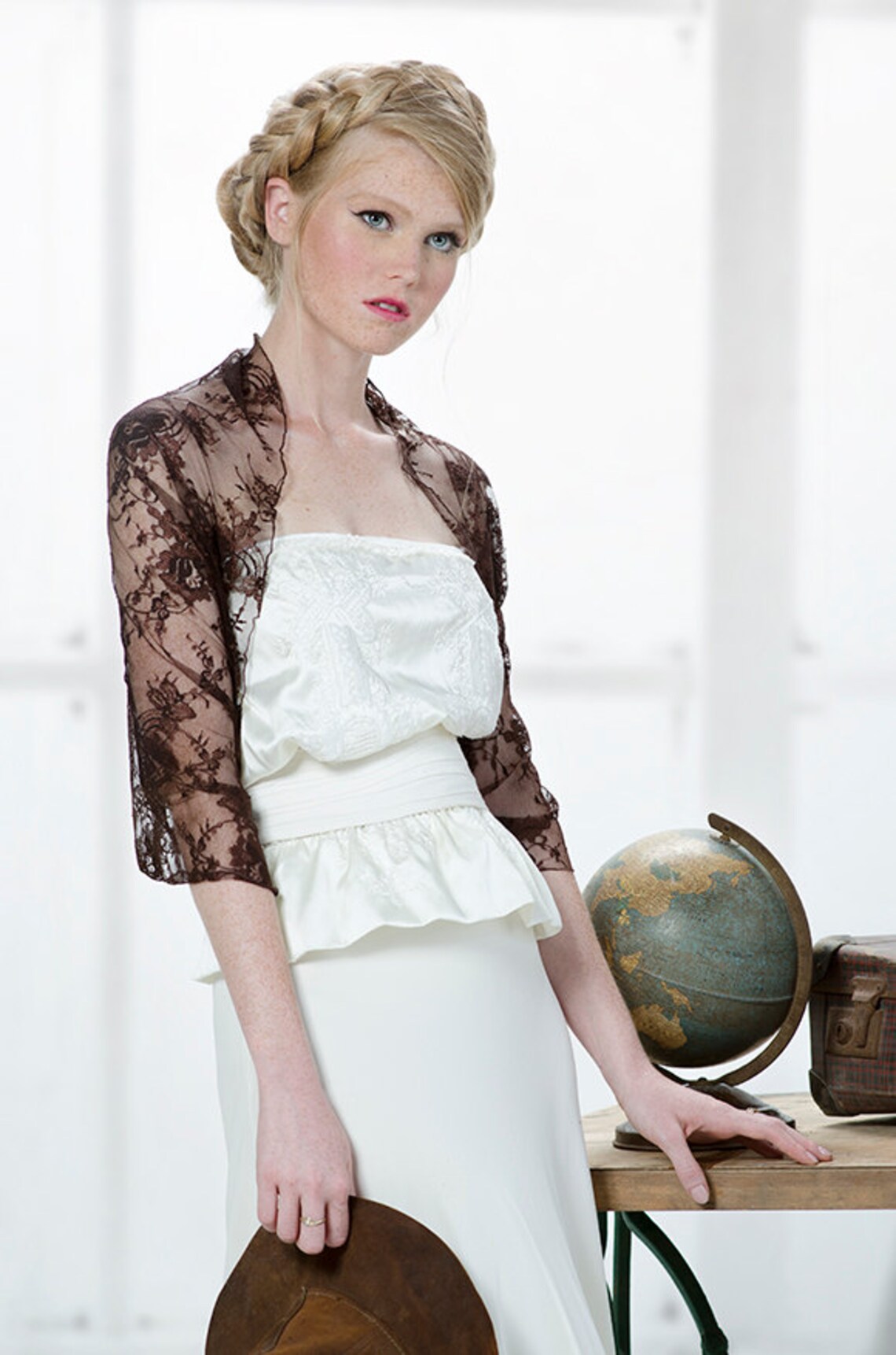 Brown Lace Shrug Bolero. Brown Lace Loop Shawl With 4 Wearing - Etsy Israel