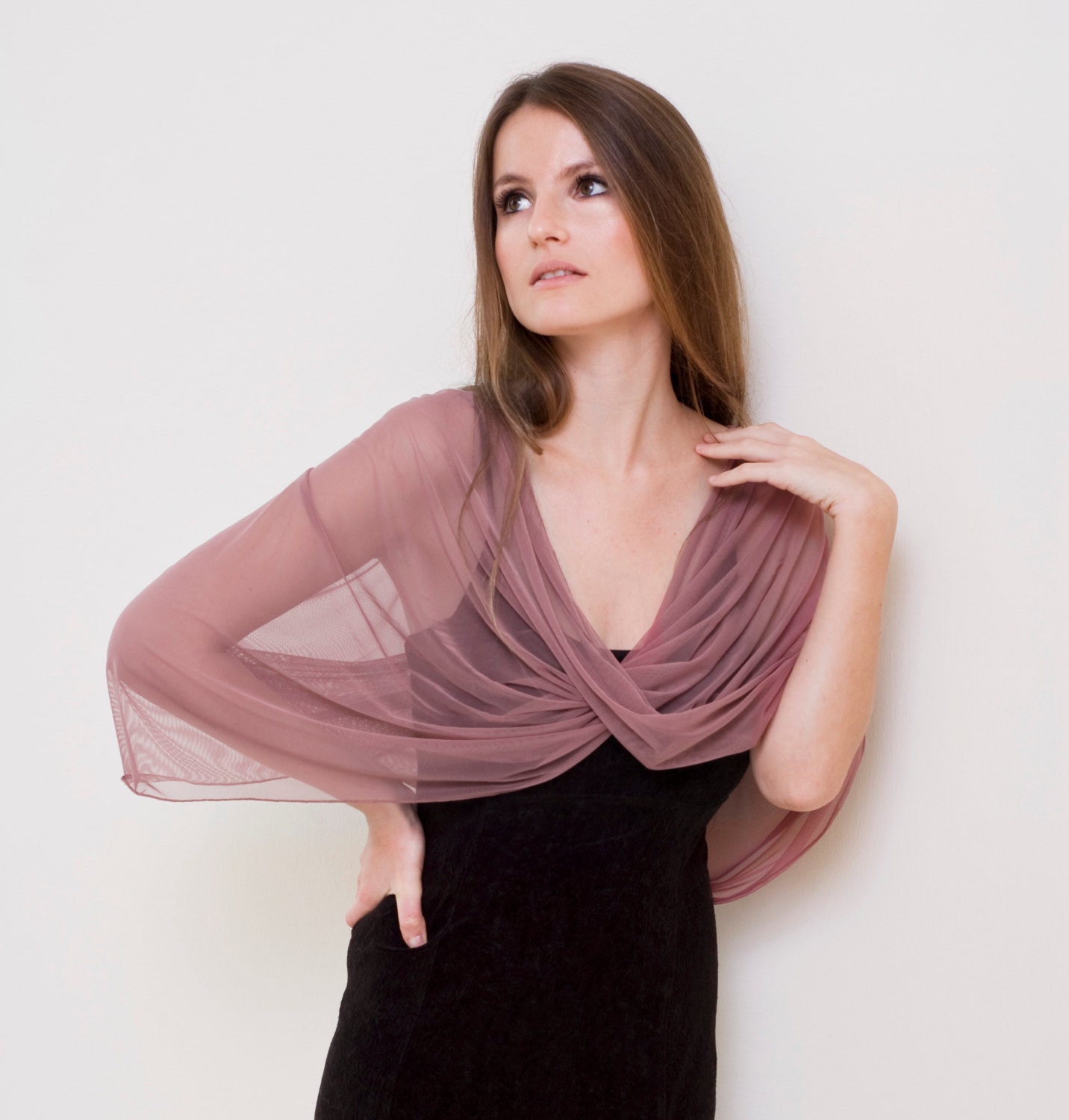 Dust Rose Wedding Shrug Bridesmaids Bolero Bridal Loop Cover - Etsy