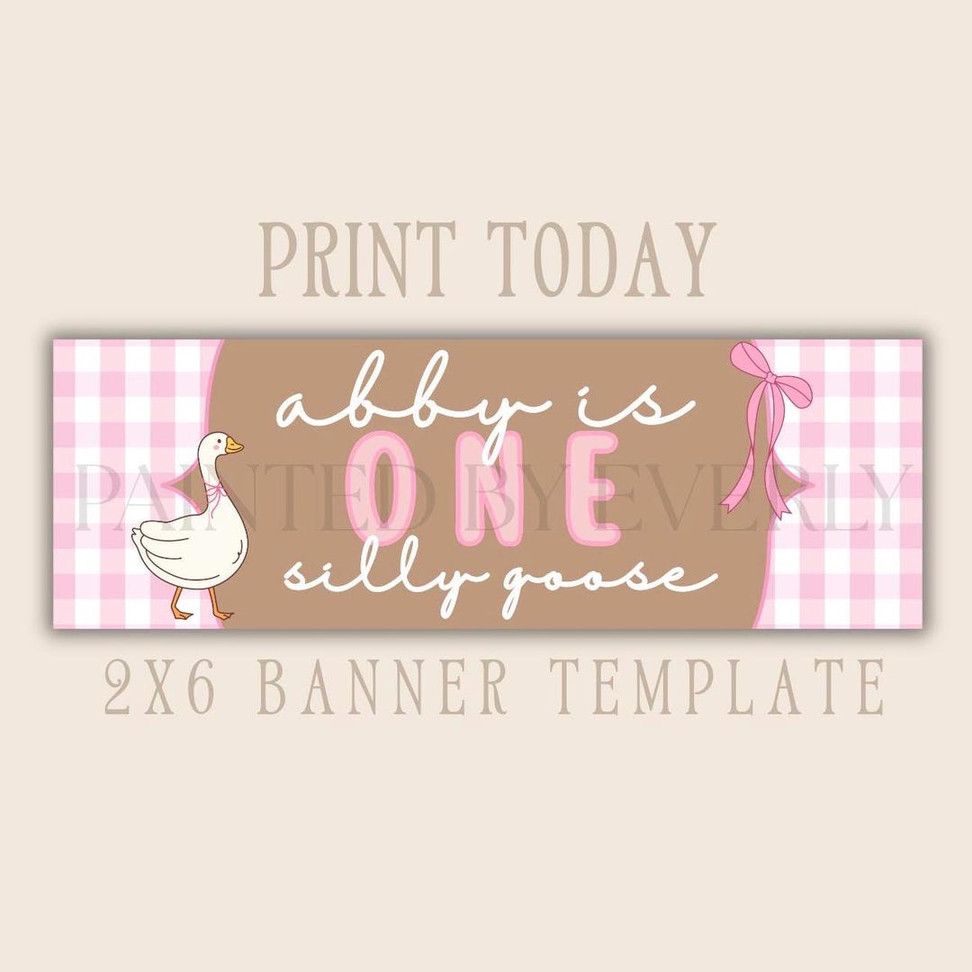 One Silly Goose Birthday Banner Template | 2x6 Banner | Editable Canva ...