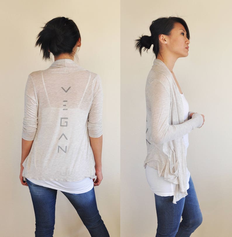 Vegan Clothing: Oatmeal Open Neck Shawl Top LOVE PEACE VEGAN | Etsy