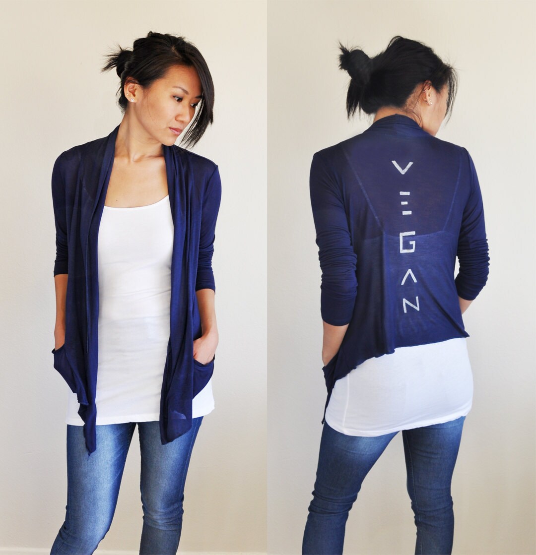 Vegan Clothing: Navy Open Neck Shawl Top LOVE PEACE VEGAN - Etsy
