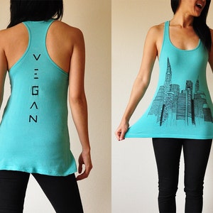 Vegan Urban Girl: Turquoise Tank Top size S / M - Etsy