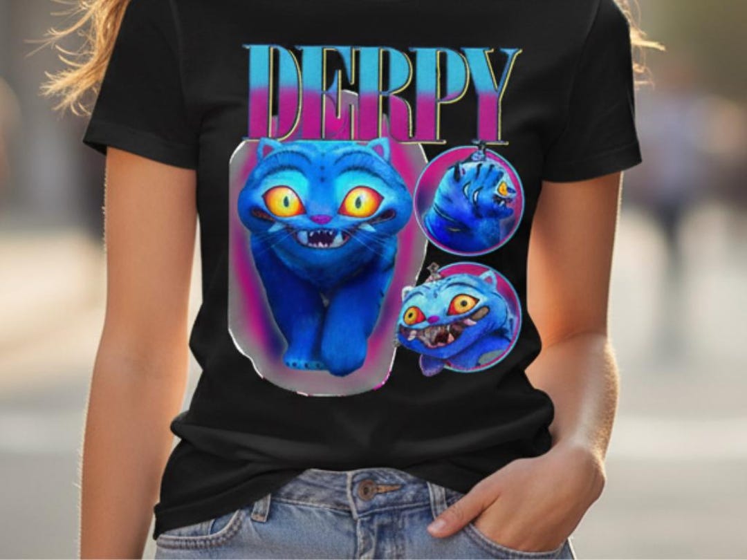 Derpy Blue Cat Kpop Demon Hunters Poster, Y2K Neon Pink Retro Art ...