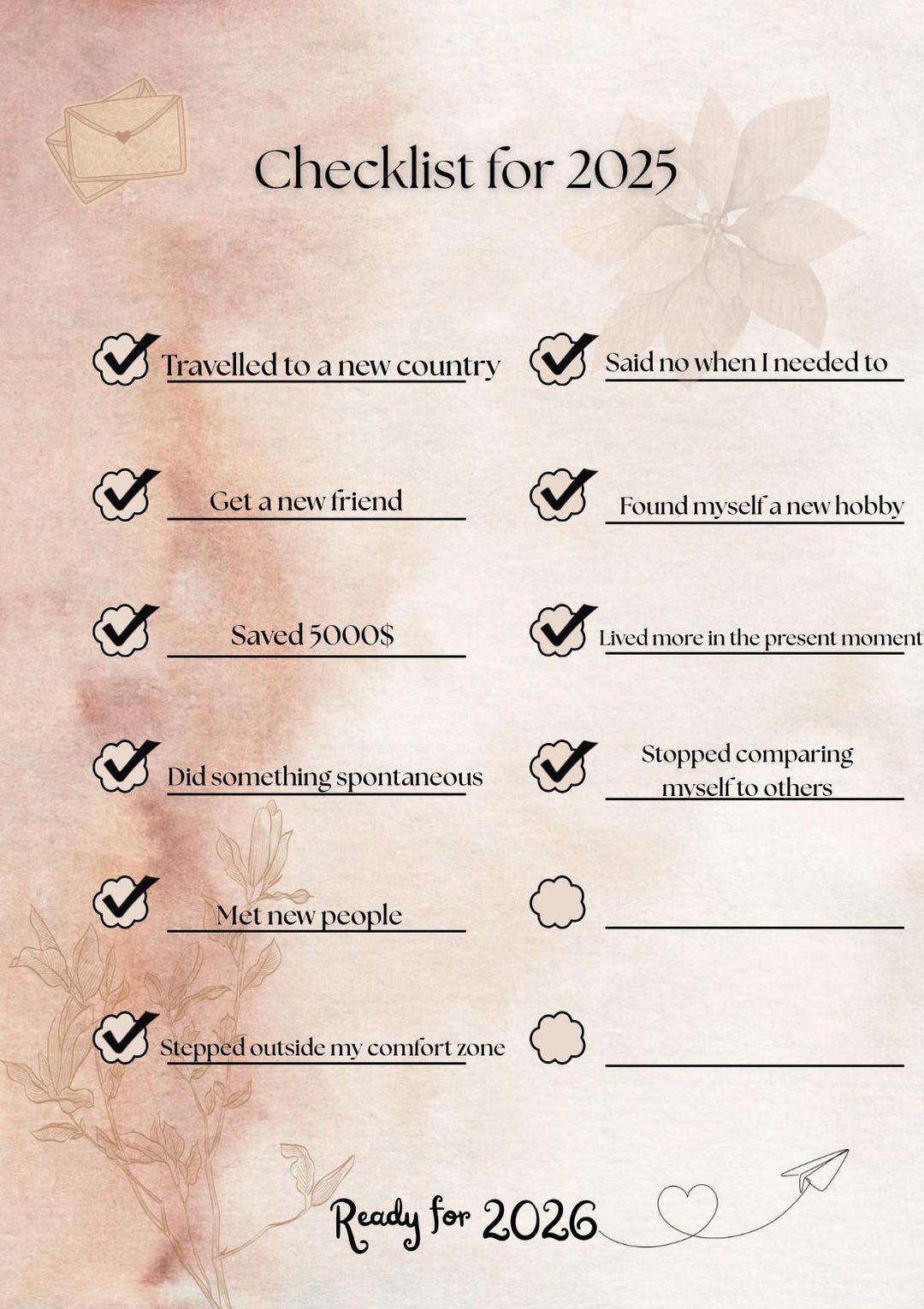 Checklist for 2025 | Editable Canva Template | Goal Setting Planner ...