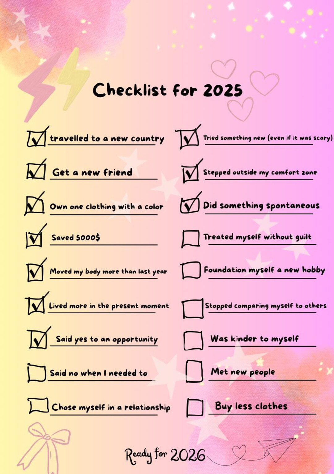 2025 Checklist Printable | End of Year Reflection | Year in Review ...
