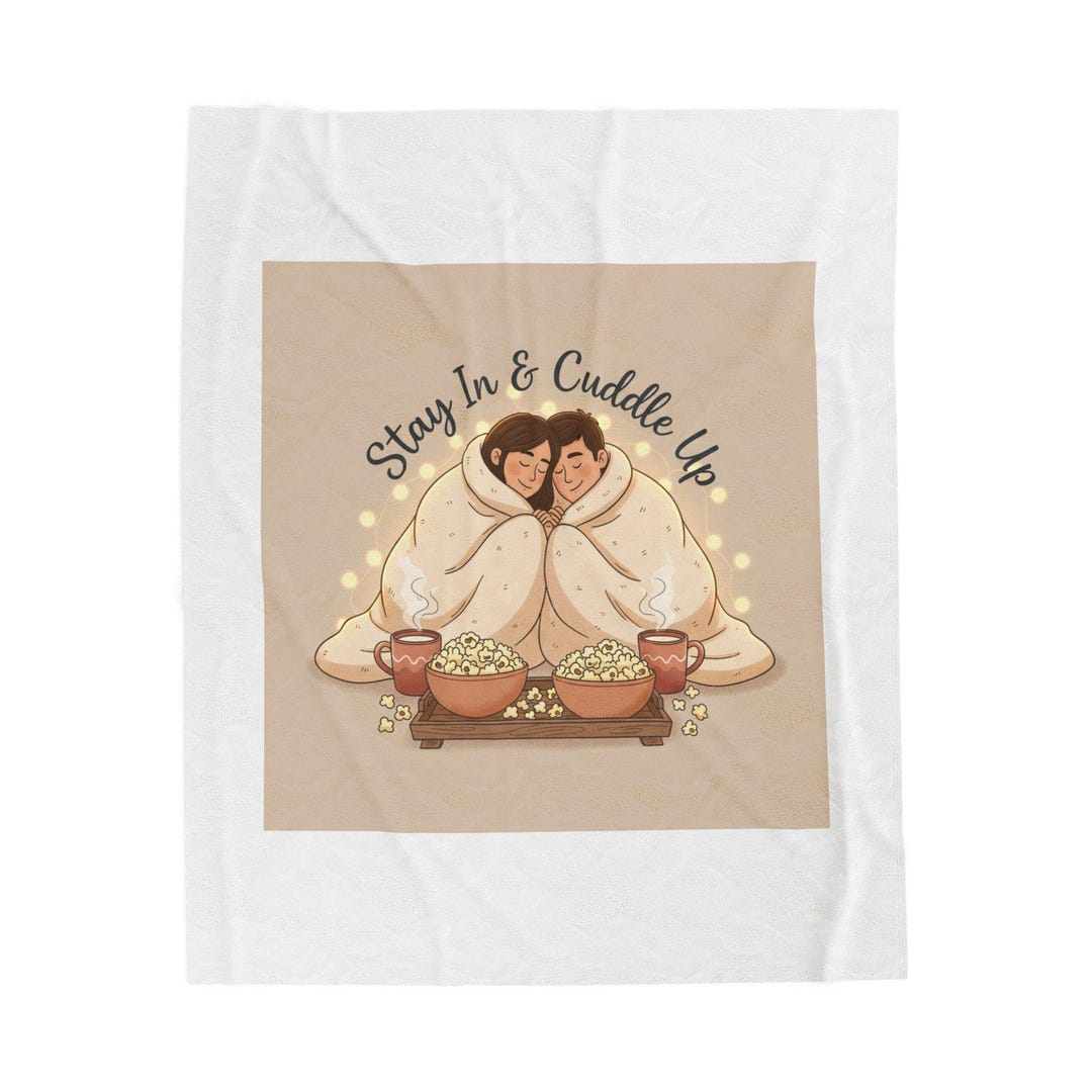 Stay in & Cuddle up Velveteen Plush Blanket | Cozy Night Art, Hygge ...