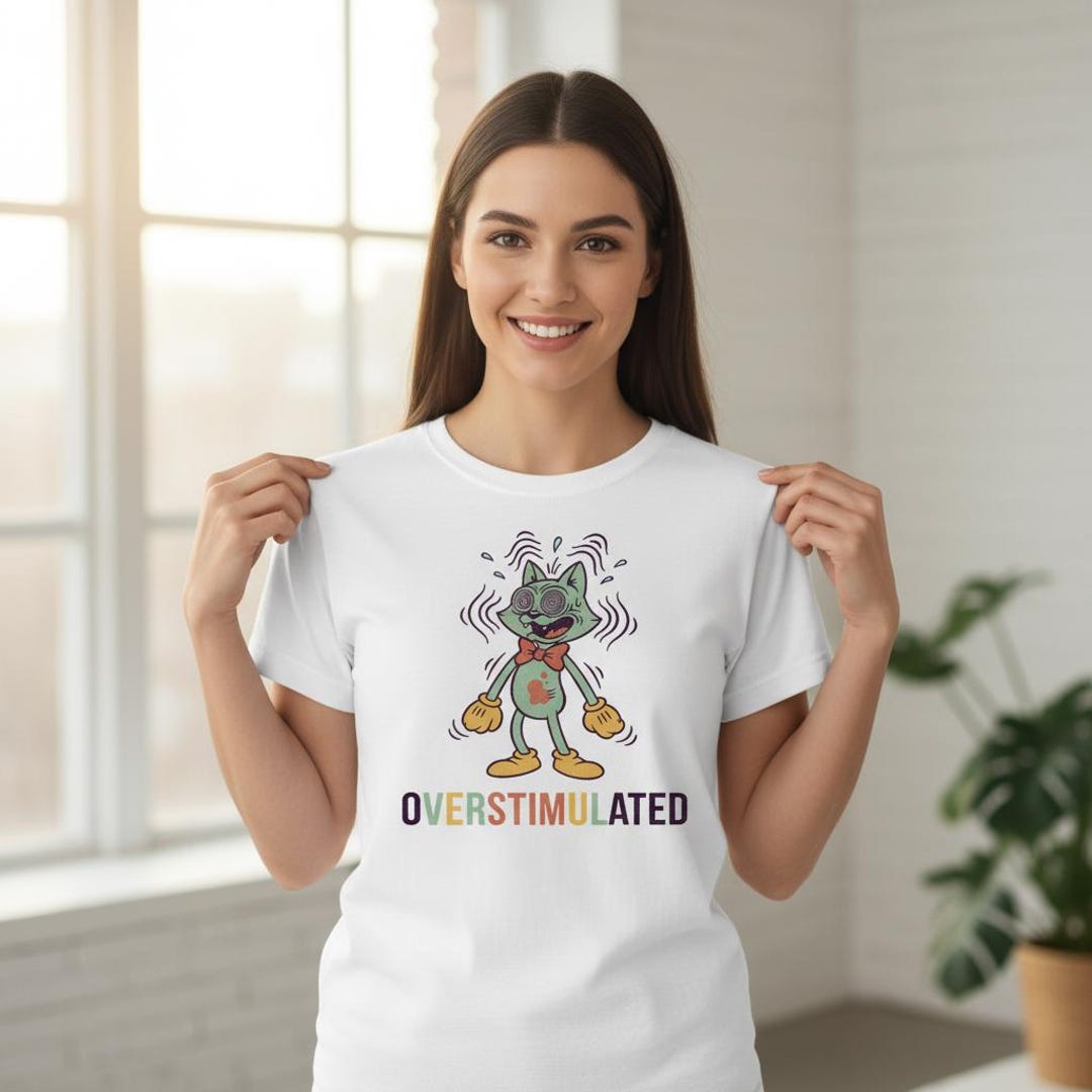 Overstimulated Cat PNG – Vintage Cartoon Art, ADHD Awareness Graphic ...