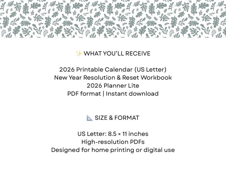 2026 Digital Planner Bundle | Printable Calendar, Resolution Workbook ...