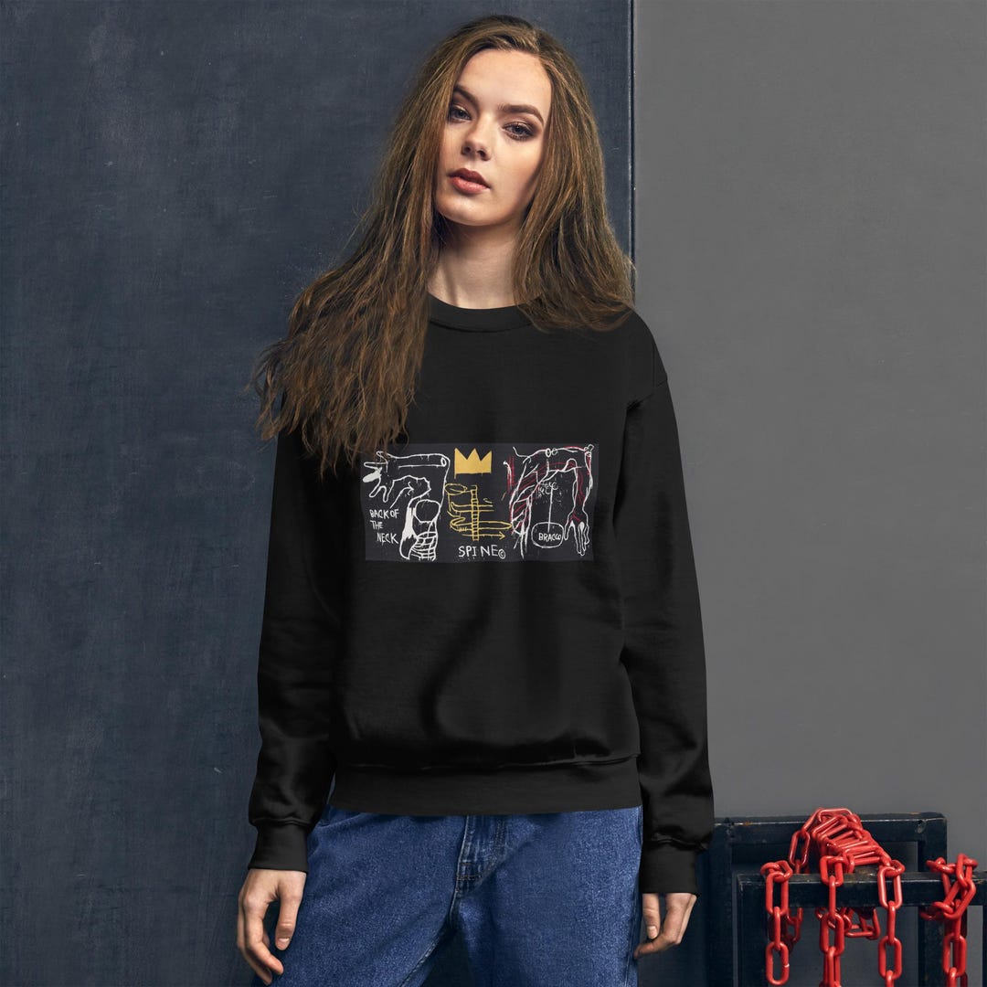 Anatomy Graffiti Graphic T-shirt | Spine Crown Art Tee | Basquiat-style ...
