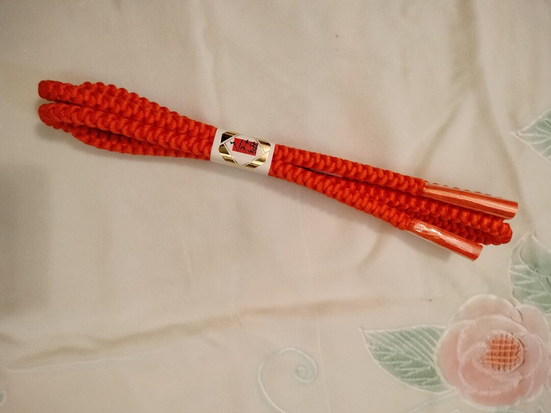 Vintage Japanese Silk Kumihimo Obi-jime Cord for Obi Vivid Bold Orange ...