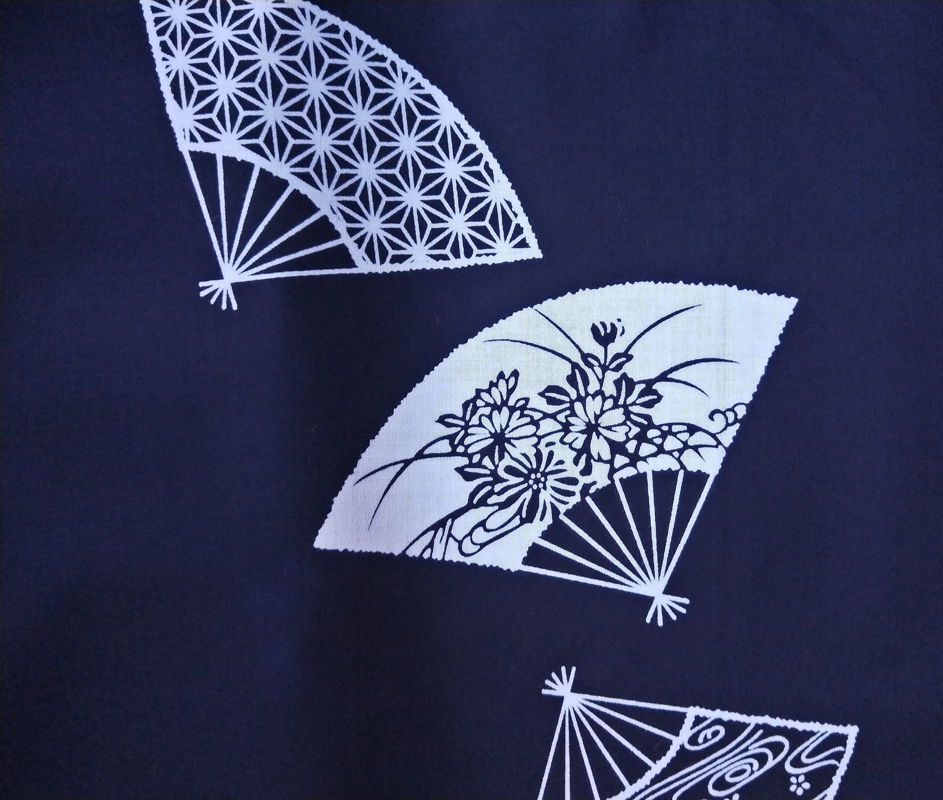 Japanese kimono indigo blue and white cotton yukata fabric 92 cm x 36 ...