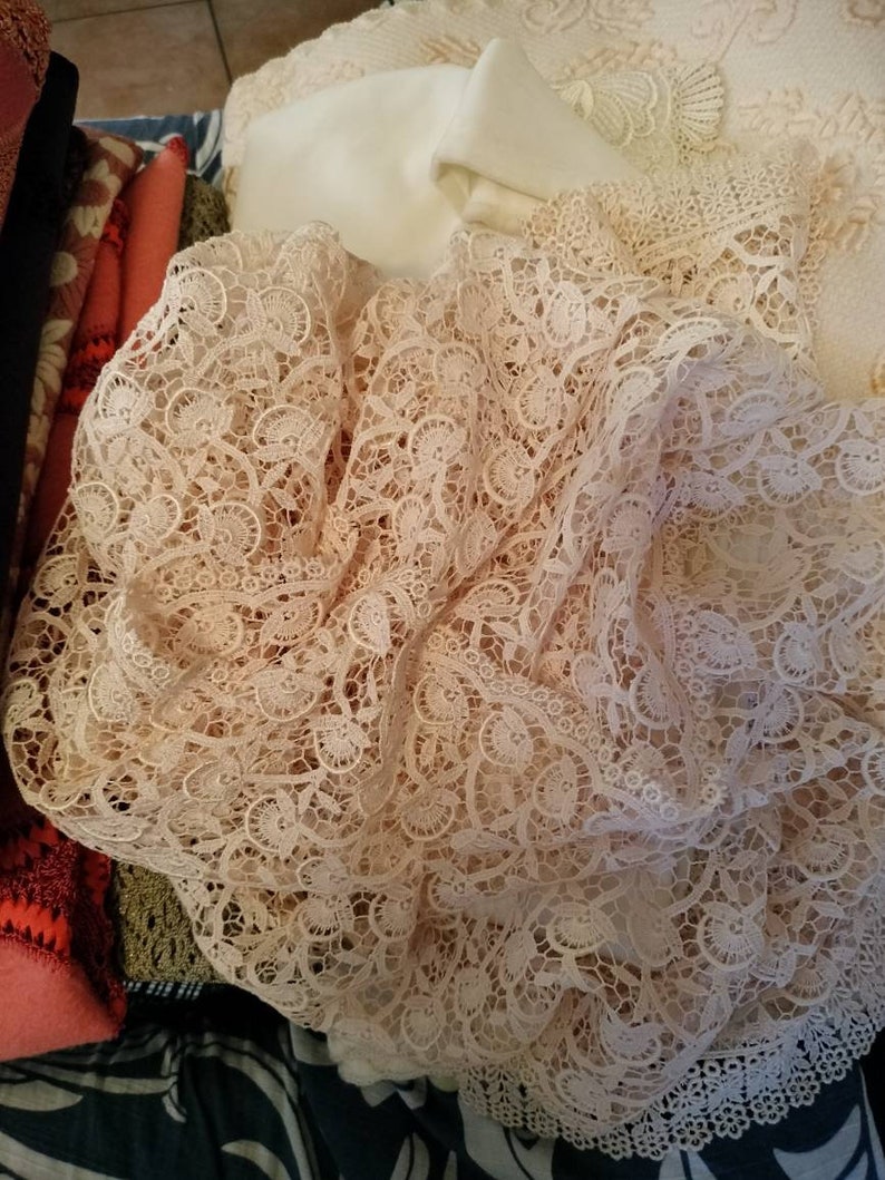 Vintage Japanese Lace Shawl for Kimono Palest Hint of Pink Lace ...