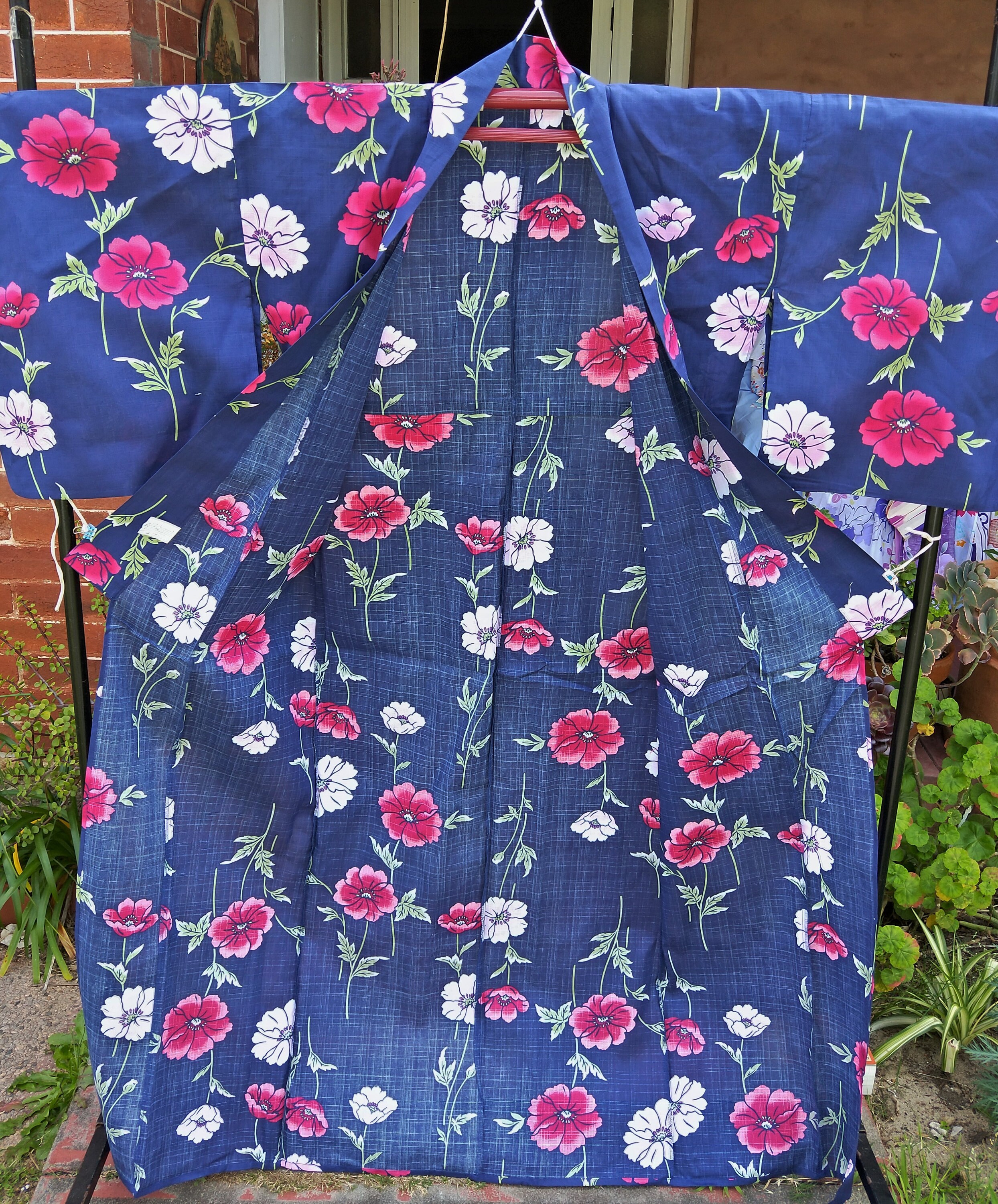 New Japanese cotton yukata kimomo Cosmos flowers or Autumn Sakura 100% ...