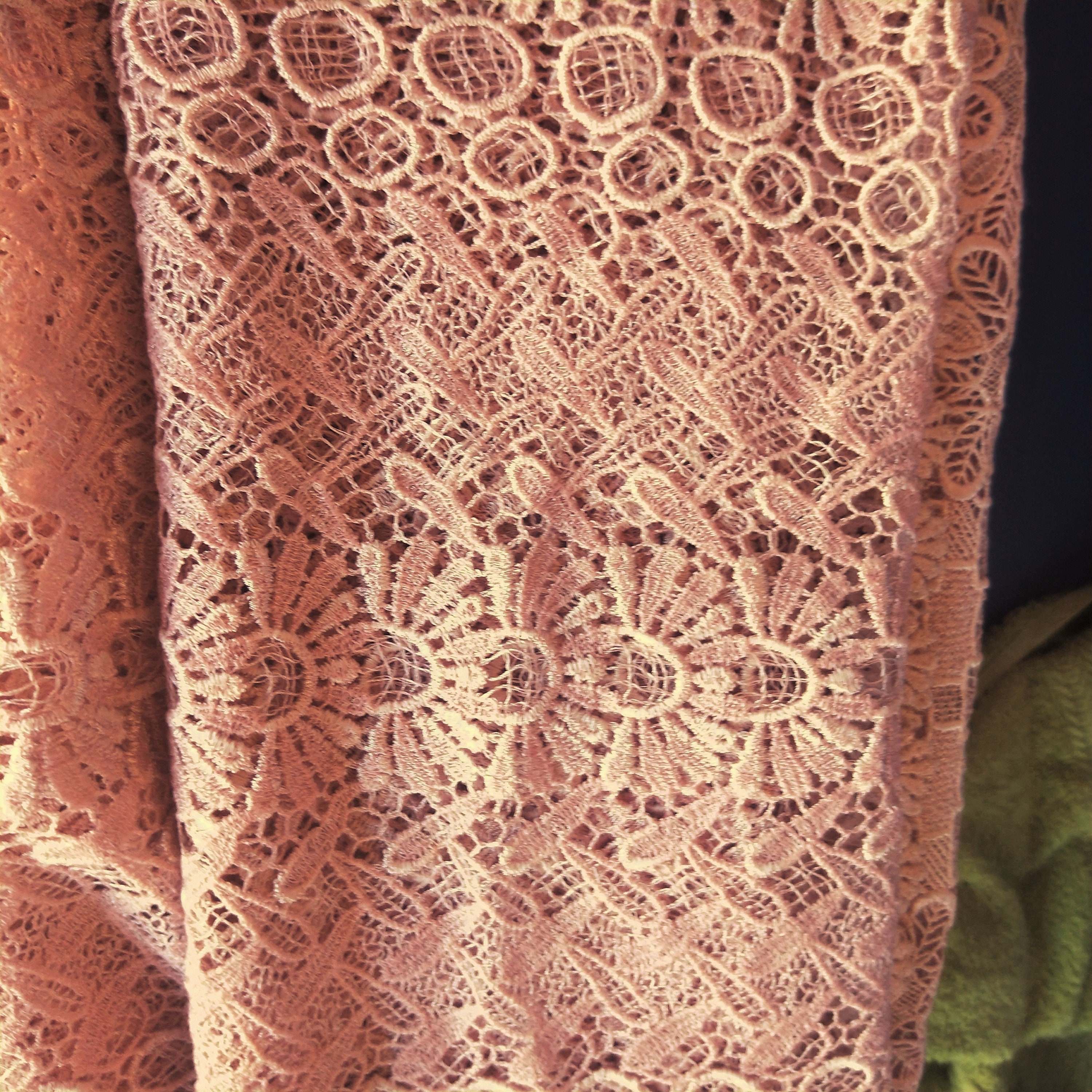 Vintage Japanese lace shawl for kimono musk dusky pink lace