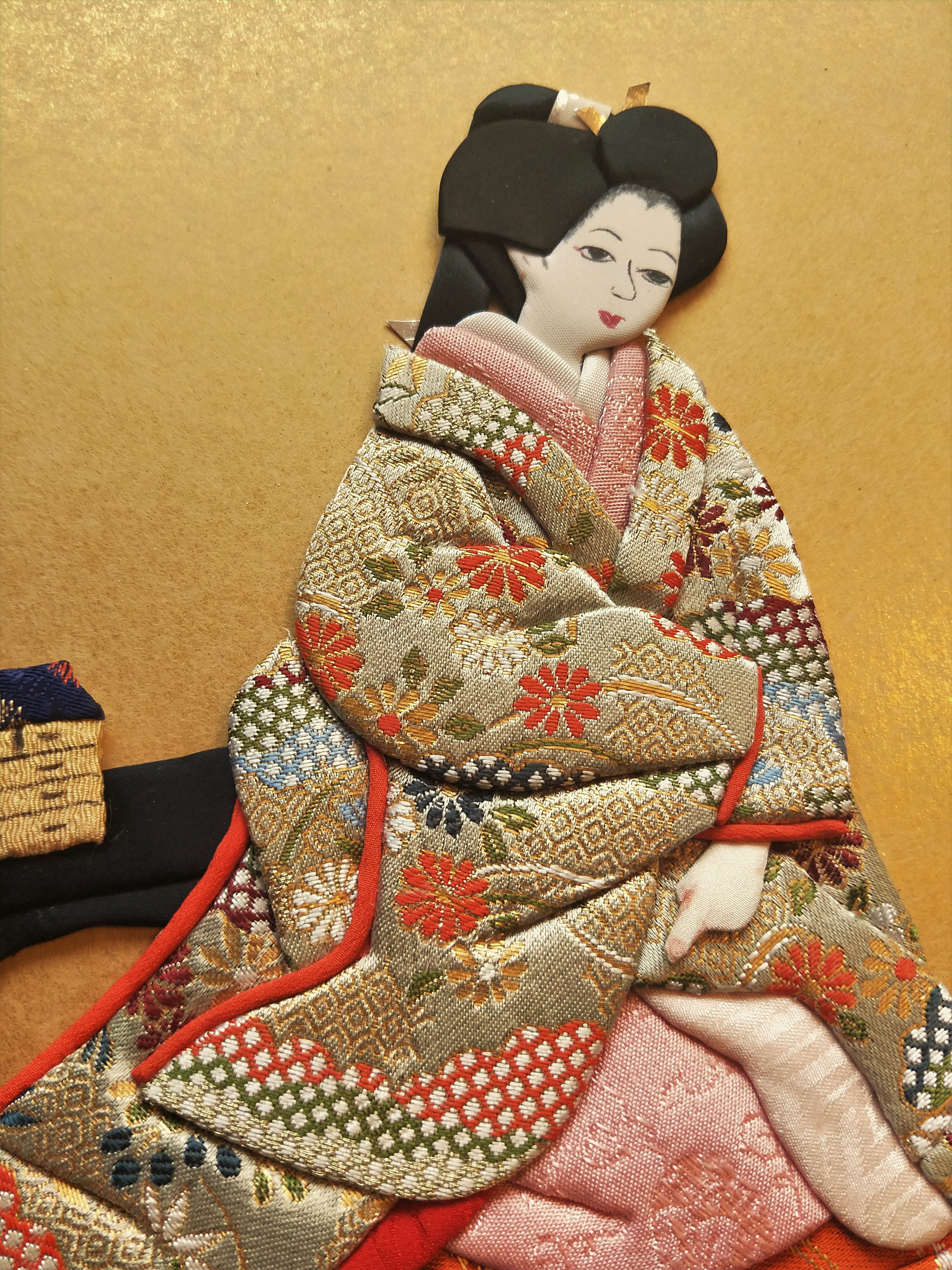 Vintage Hand painted Japanese shikishi paintings padded collage ...