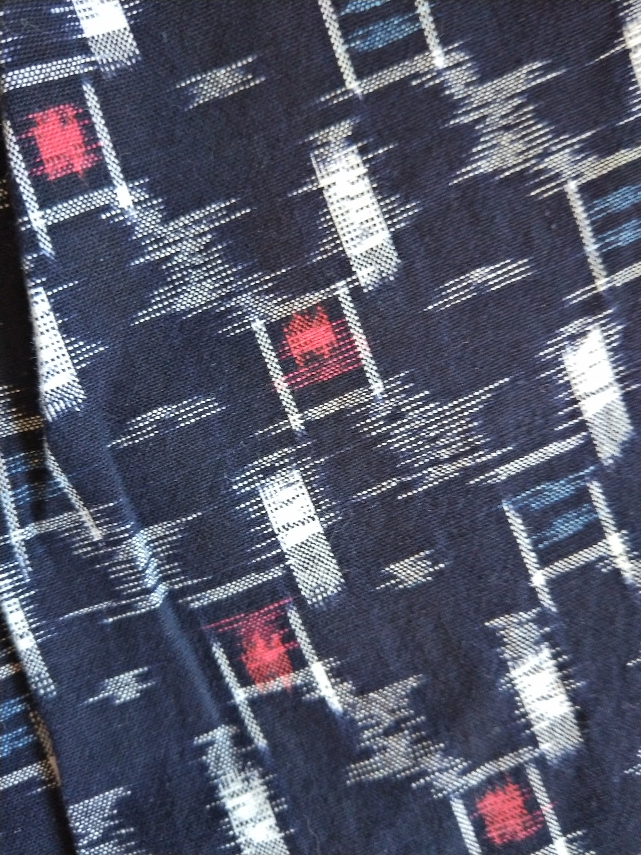 Vintage Japanese boro cotton kimono cloth ikat woven indigo fabric ...