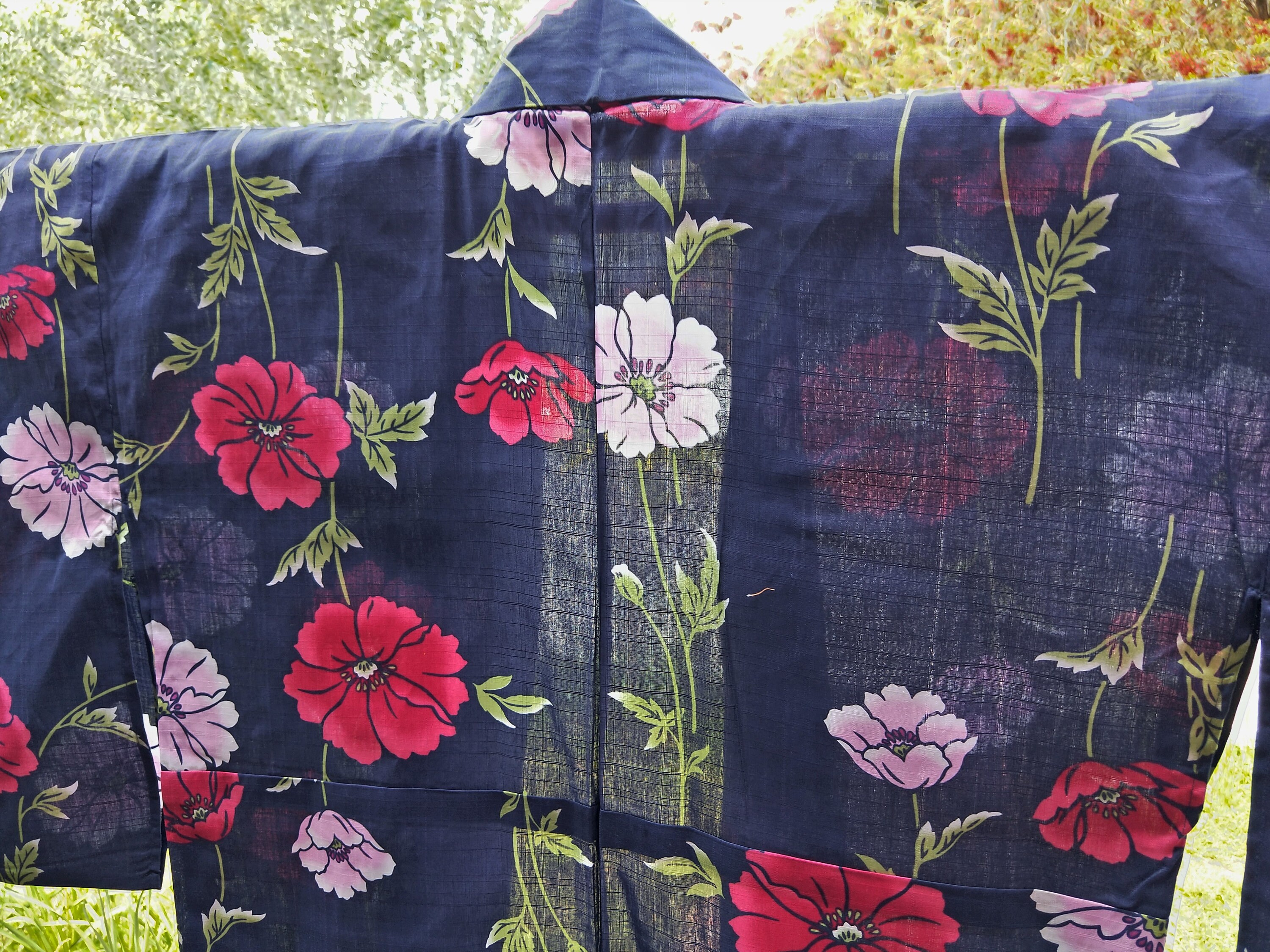 New Japanese cotton yukata kimomo Cosmos flowers or Autumn Sakura 100% ...