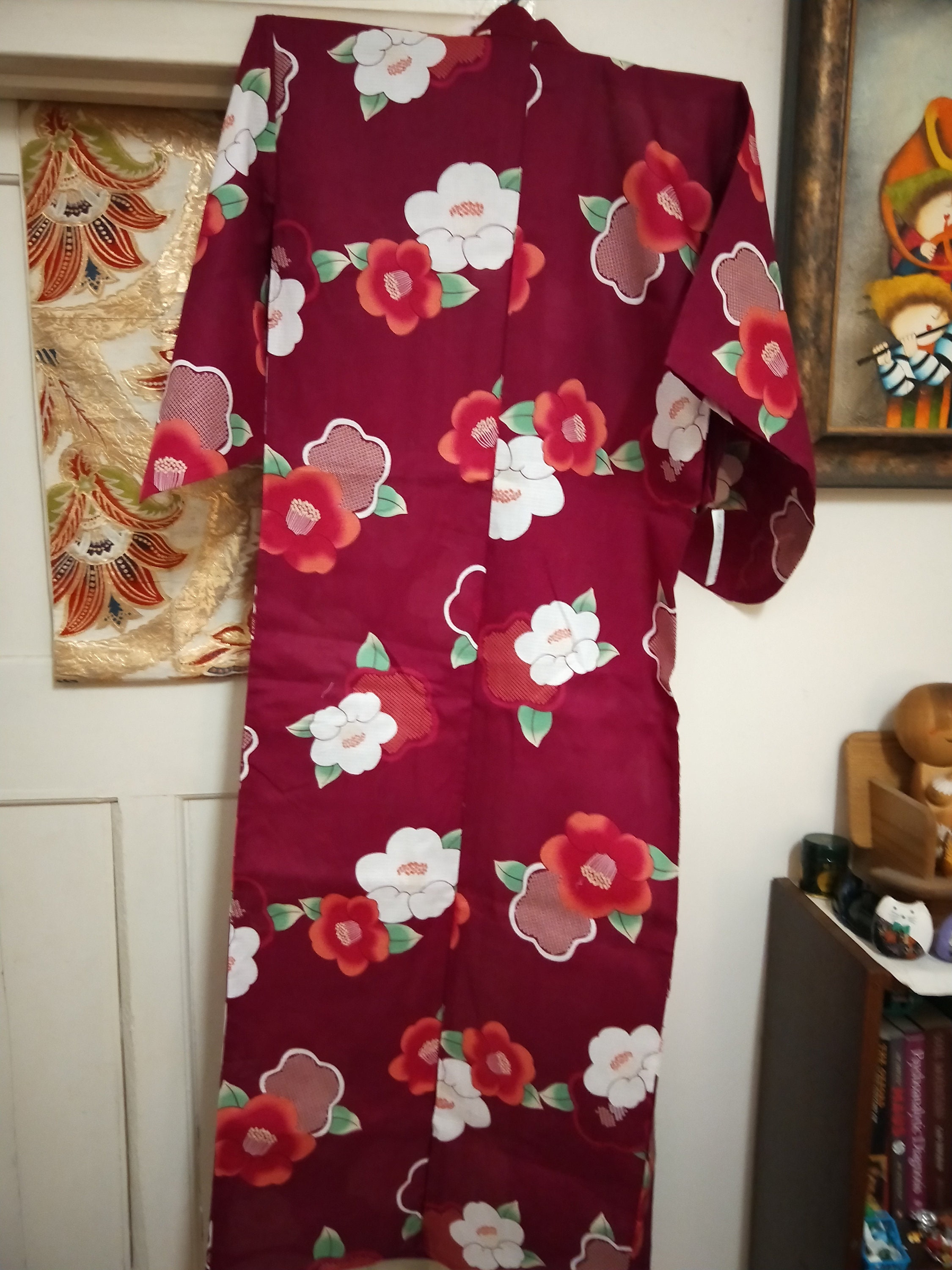 New Japanese cotton yukata kimono flowers floral . 100% cotton for ...