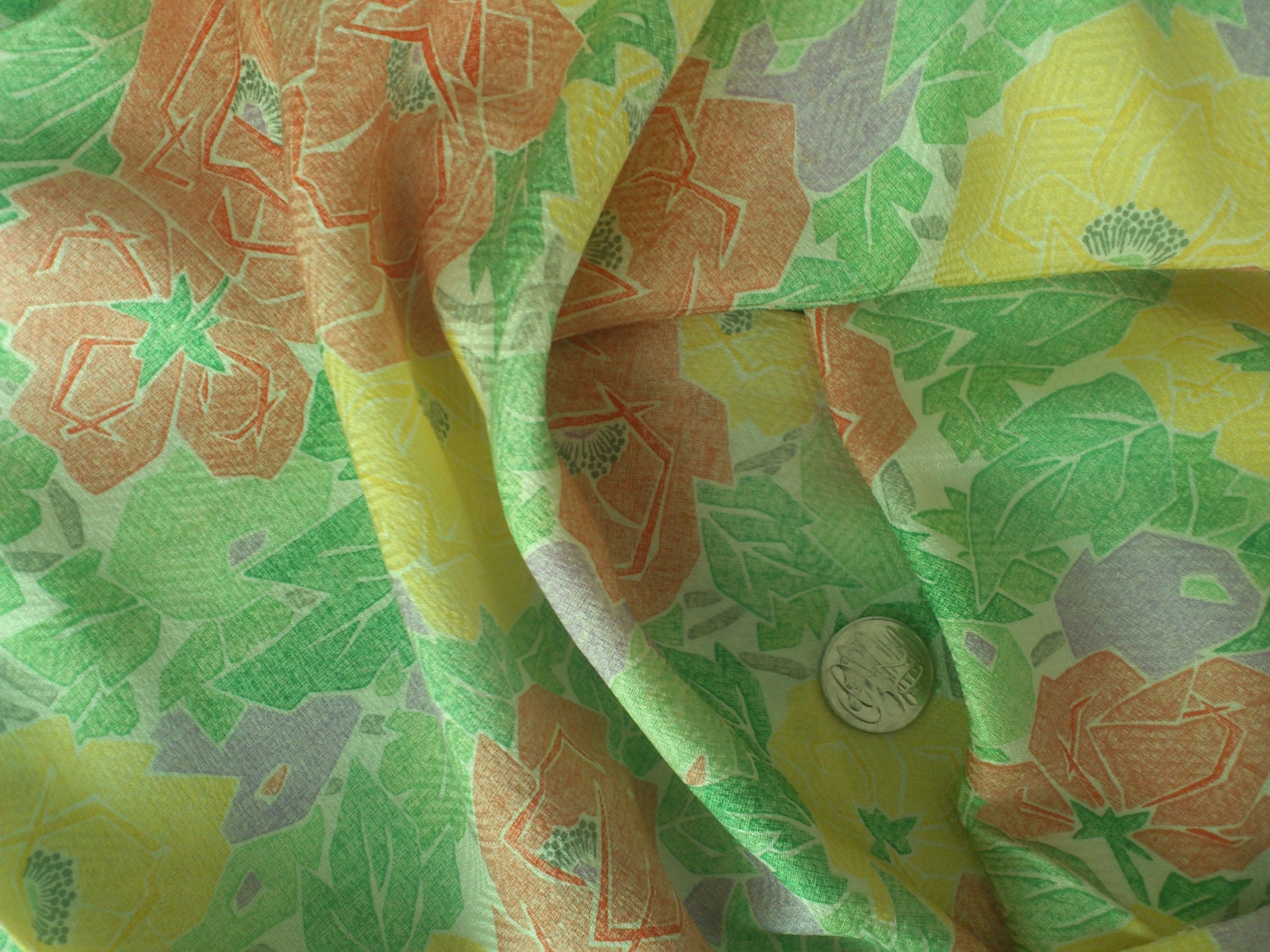 Vintage Japanese silk kimono fabric country garden camellia 36 x 14 ...