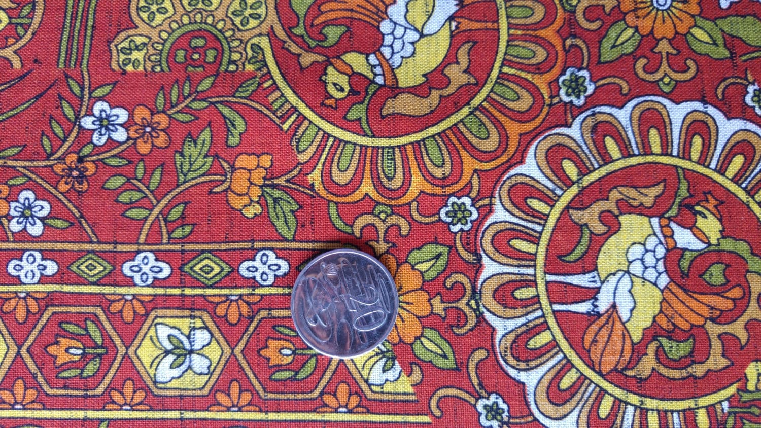 Vintage Japanese retro wool kimono fabric 92 cm x 36 cm floral sarasa ...