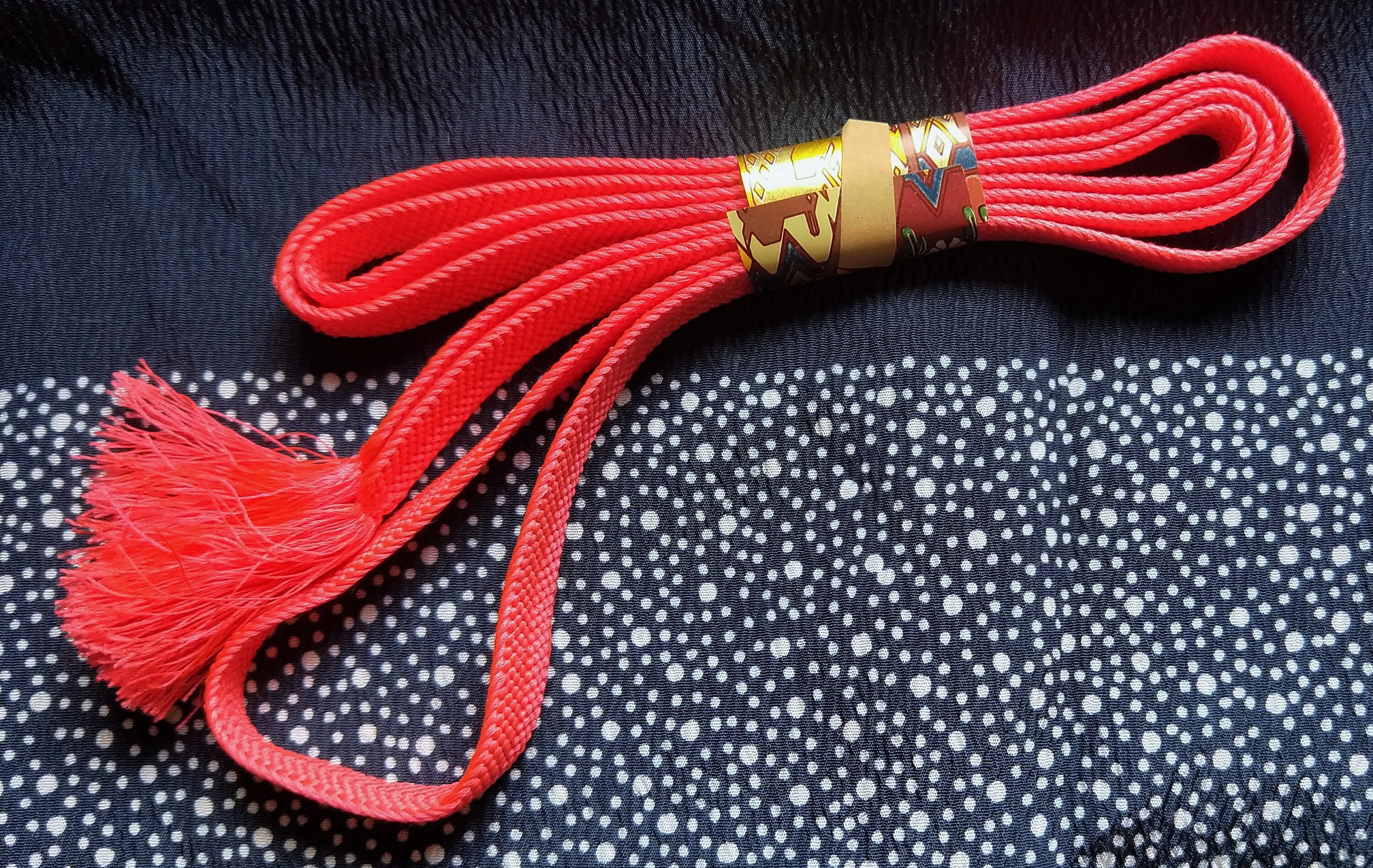 Vintage Japanese silk kumihimo obijime cord for obi neon cerise pink ...