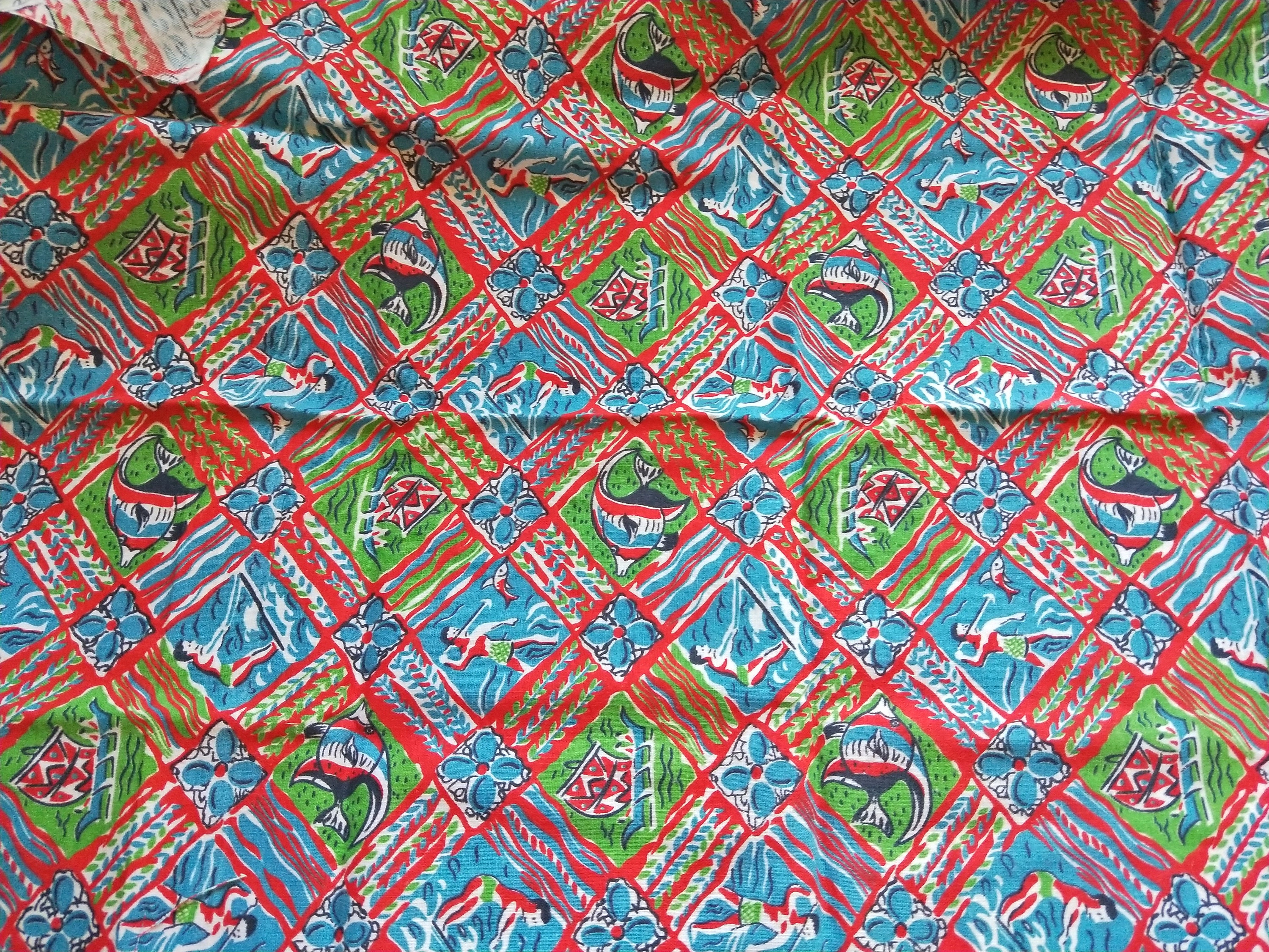 Vintage American Feed sack fabric fat quarter 18 x 22' cotton Hawaii ...