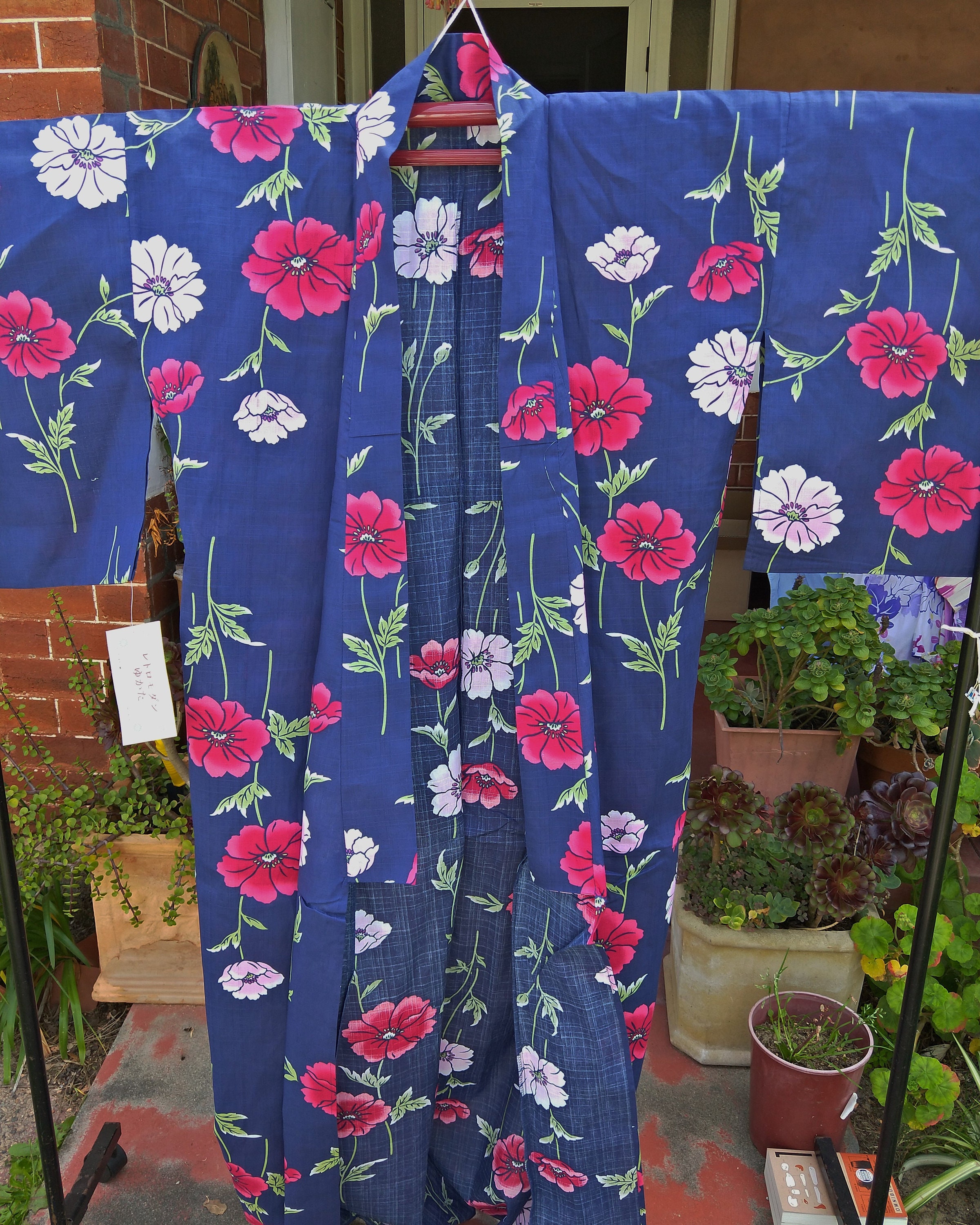 New Japanese cotton yukata kimomo Cosmos flowers or Autumn Sakura 100% ...