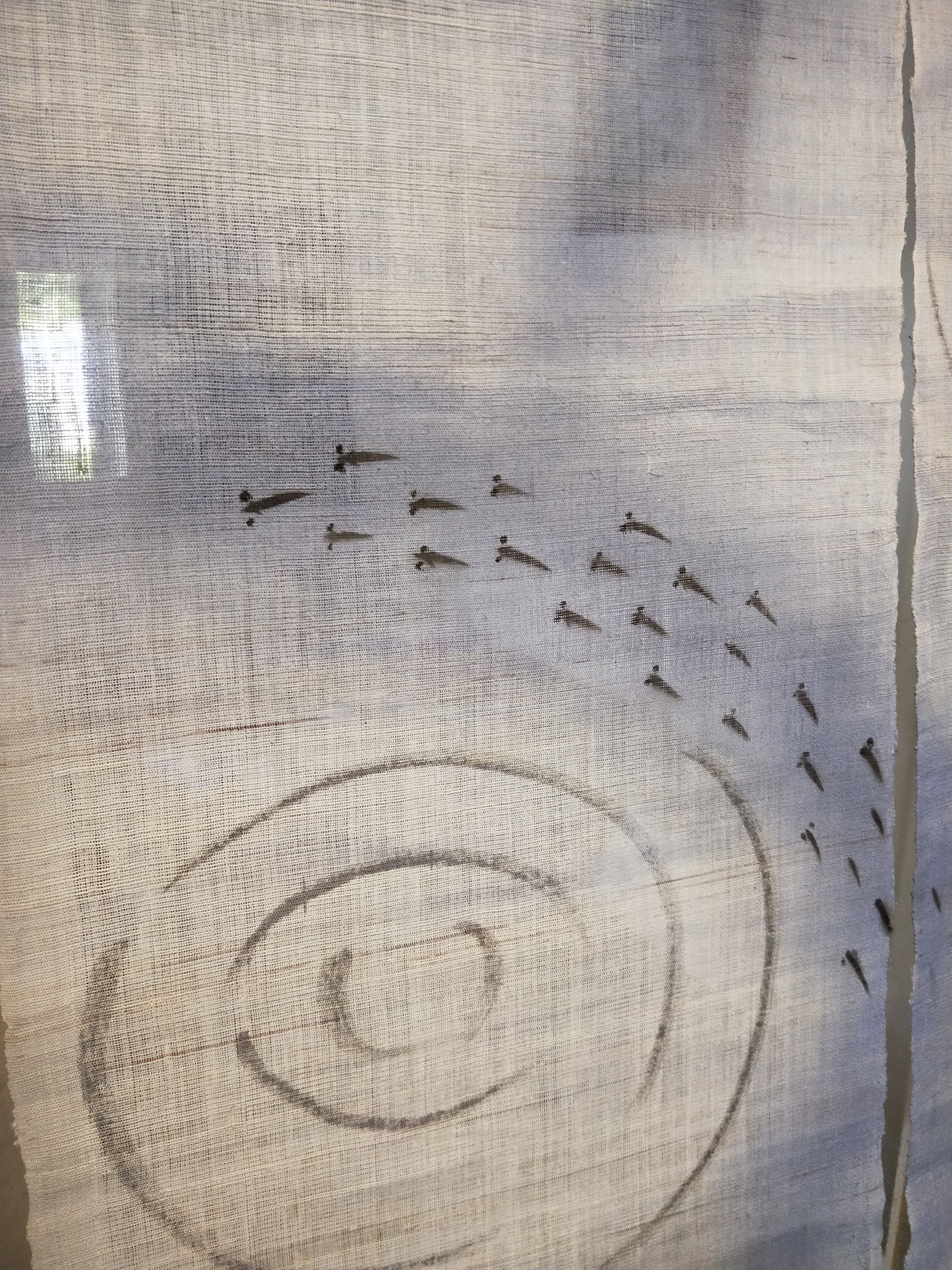 Japanese hemp Noren with 145 cm long 84 cm wide approx little fishes or ...