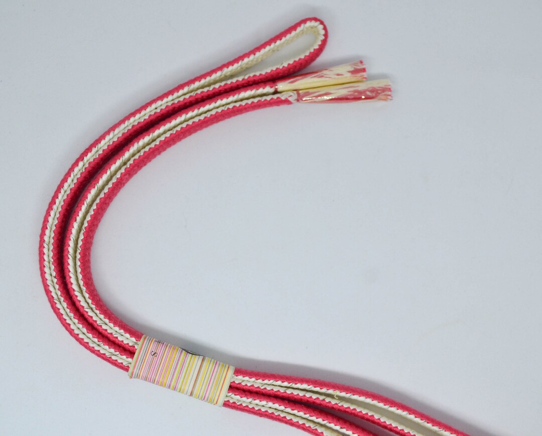 Vintage Japanese Silk Kumihimo Obi-jime Cord Obi Deep Pink and White ...