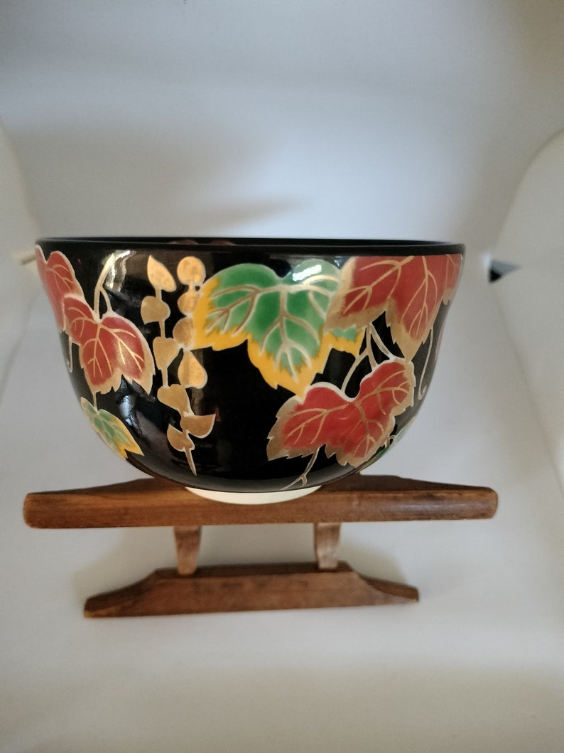 Vintage Japanese Hand-made Kyoware Glazed Tea Bowl, Chawan . Painted On ...