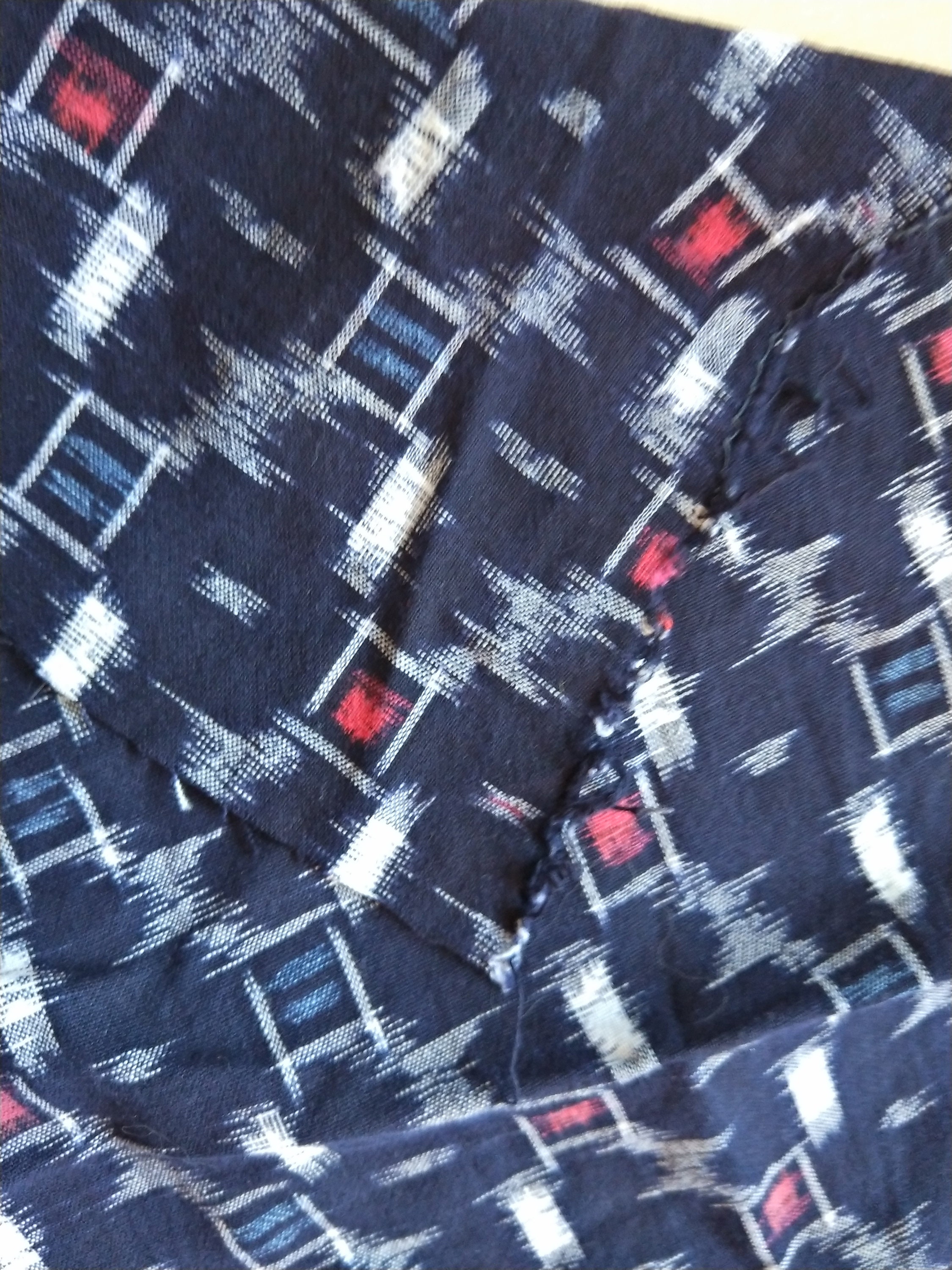Vintage Japanese boro cotton kimono cloth ikat woven indigo fabric ...