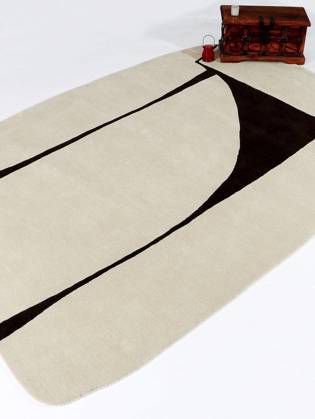 Irregular Shape Earth Tone Amoeba Hand Tufted New Zealand Wool Abstract ...