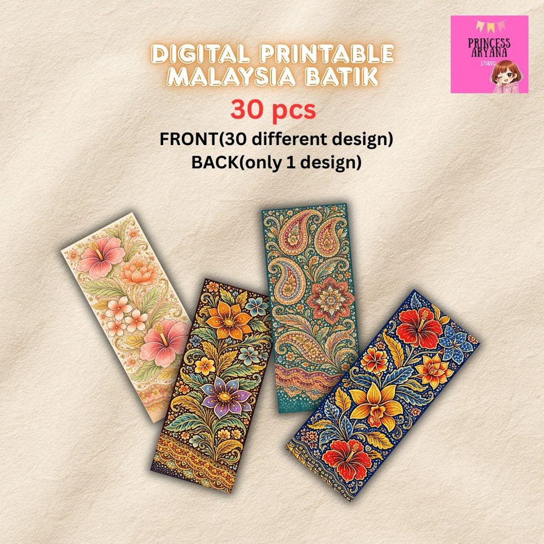 Batik Malaysia Printable Bookmarks Digital - Etsy
