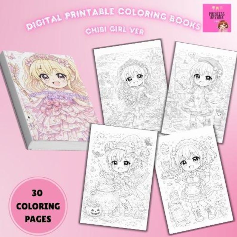 Printable Coloring Books Chibi Girl Coloring Pages for Kids & Teens - Etsy