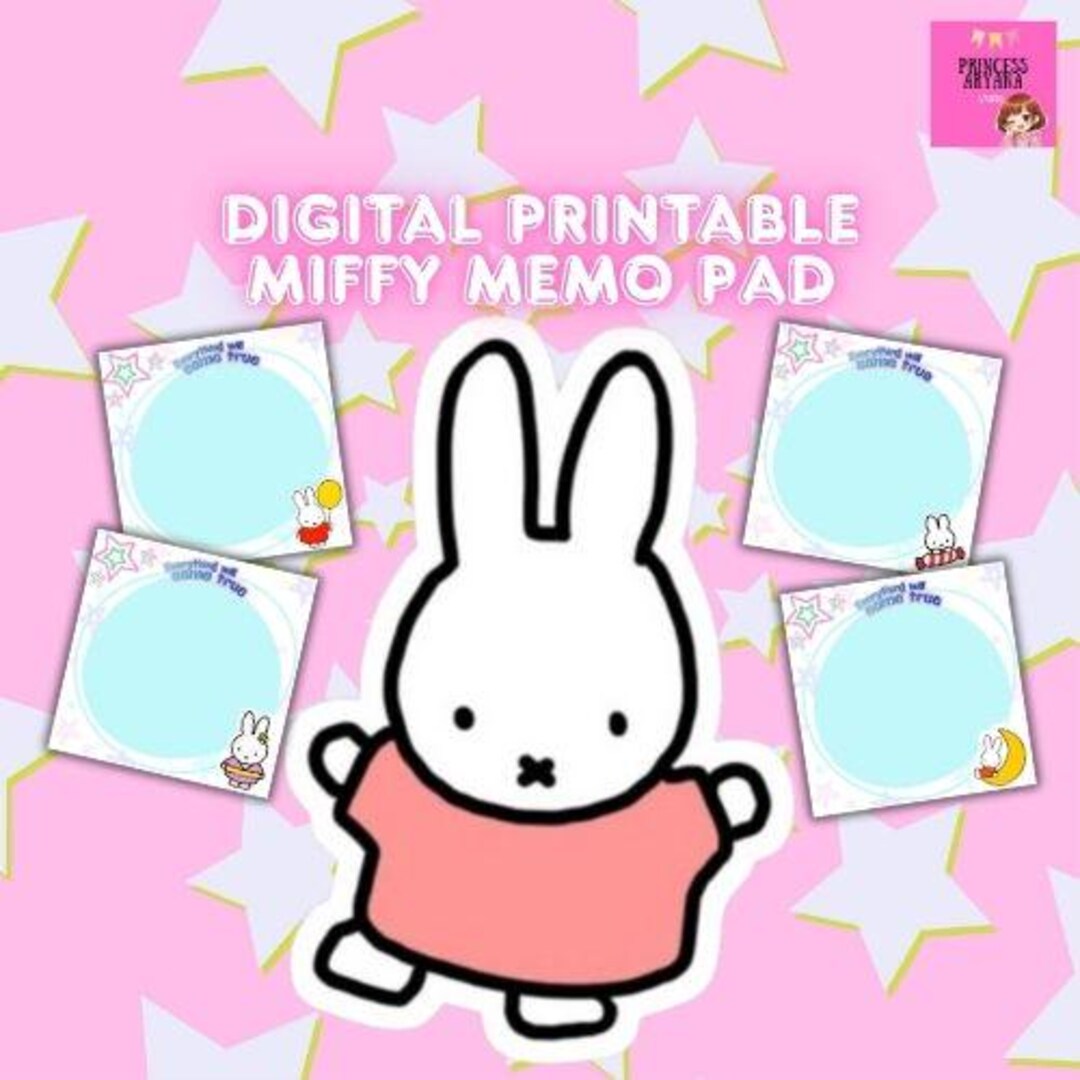 Printable Digital Miffy Memo Pad Cute Miffy Bunny - Etsy