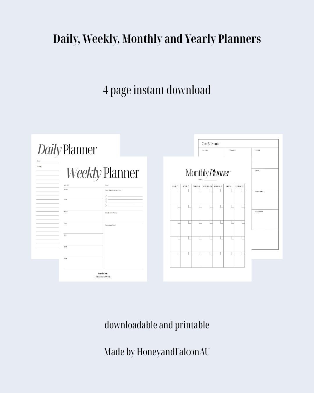 The Everyday Planner Set | Printable Planner Bundle | Daily Weekly ...