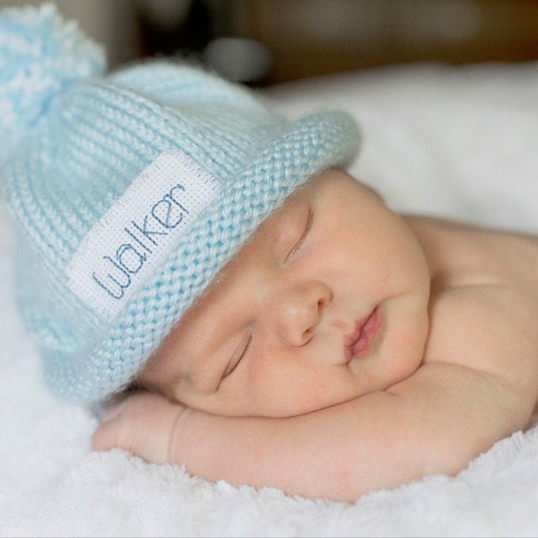 Personalized Knit Baby Hat: Monogrammed Newborn Beanie - Etsy