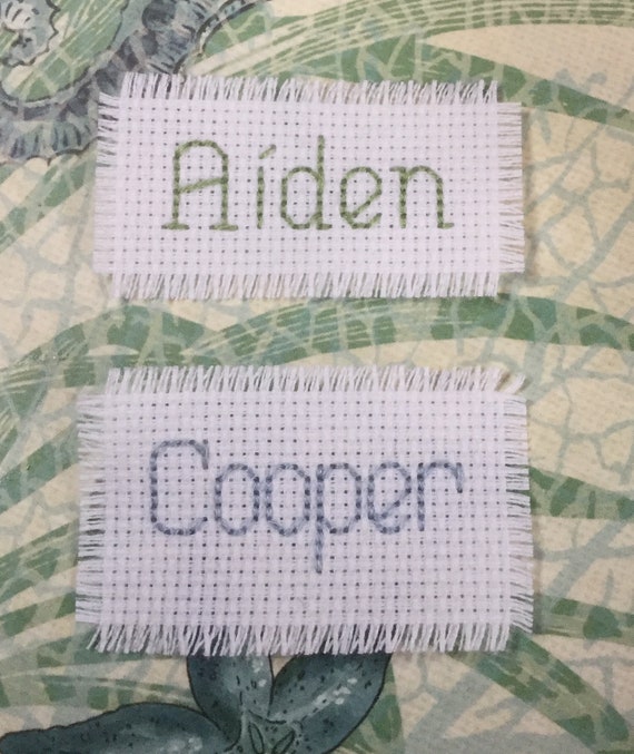 Name Tags Personalized Name Tags Monogram Hand Embroidered - Etsy