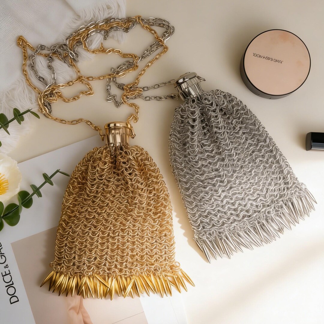 Vintage Gold Tone Mesh Expandable Bag, Flapper Gold Mesh Coin Purse ...