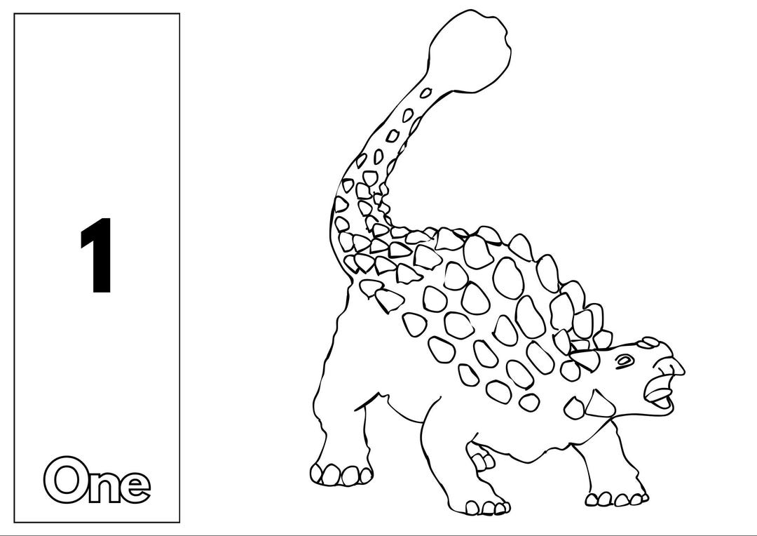 Dinosaur Numbers Coloring Pages 1-10 | 10 Printable 123 Coloring Sheets ...