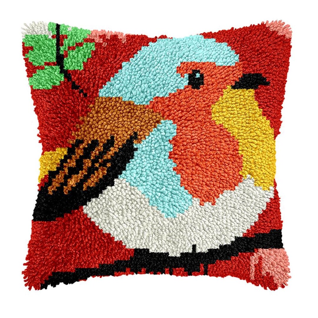 Latch Hook Kits for Adults Robin Pattern 17x17 in DIY Pre-printed Craft ...