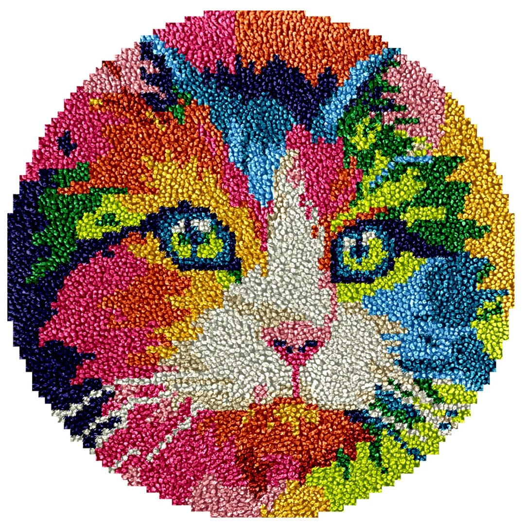 Round Latch Hook Cat Kit - Complete DIY Craft for Beginners, Unique ...