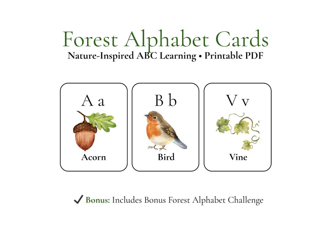 Alphabet Nature Cards Printable – Flash Cards – Forest ABC Learning ...